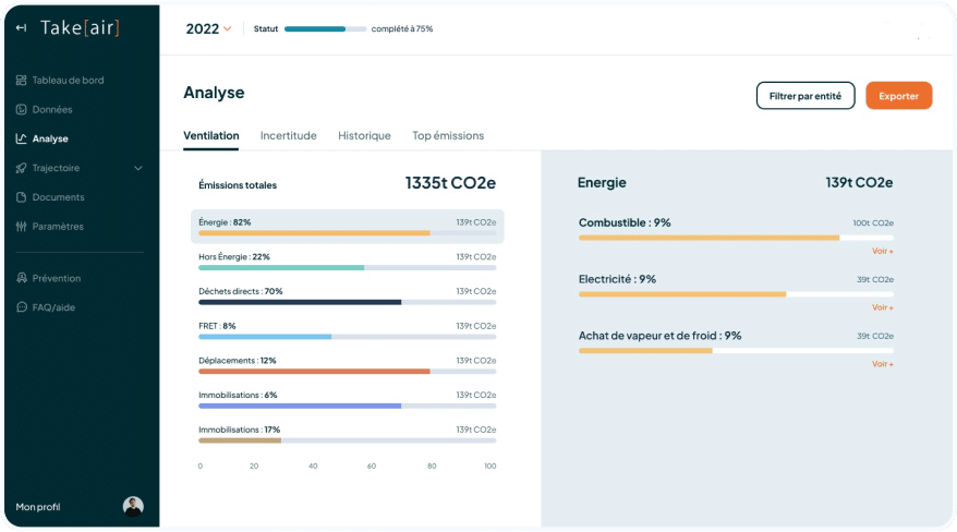 Logiciel de comptabilité bilan carbone - Take[air]